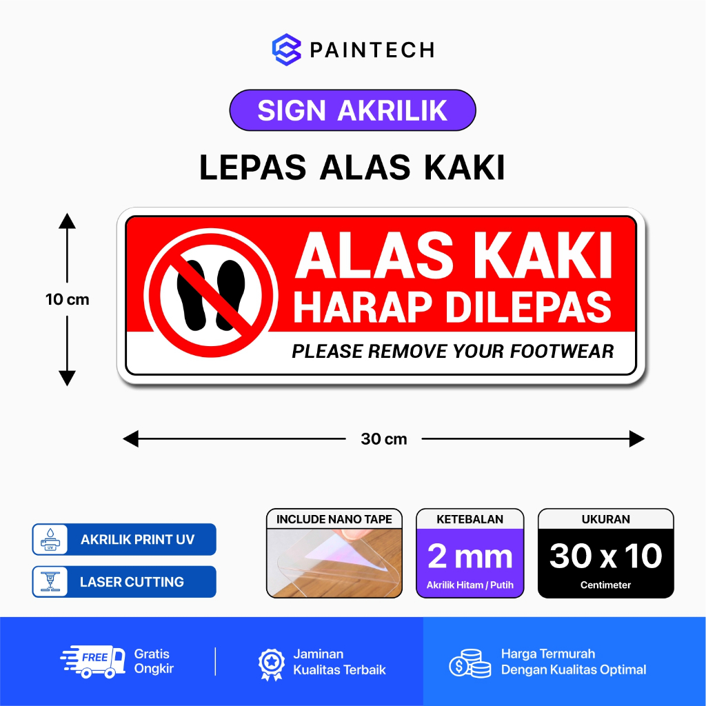 Jual Sign Akrilik Lepas Alas Kaki Akrilik Print UV Signage Ukuran 30 X ...
