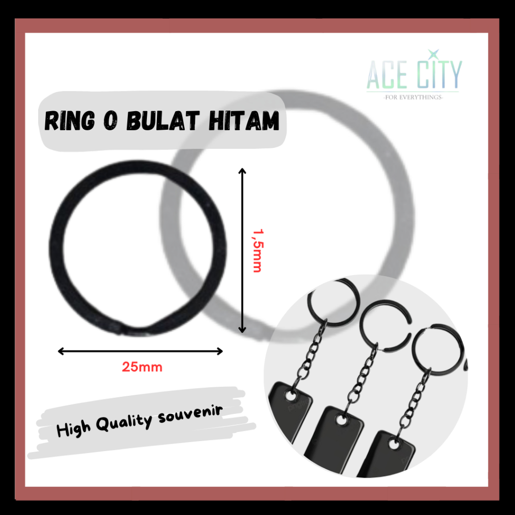 Jual Ring O bulat HITAM High Quality souvenir kunci gepeng bahan ...
