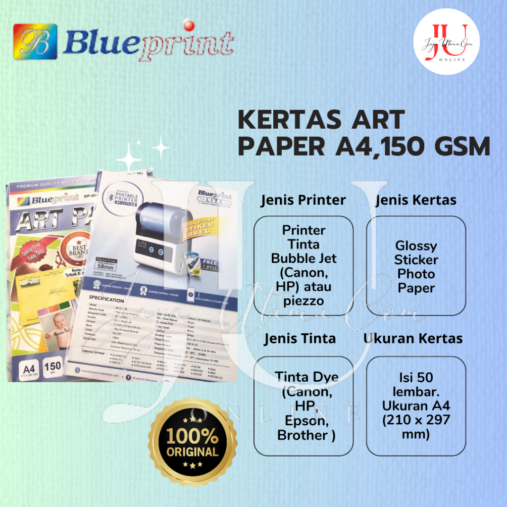 Jual Blueprint Kertas Art Paper A4 150 gsm Isi 50 Lembar | Shopee Indonesia