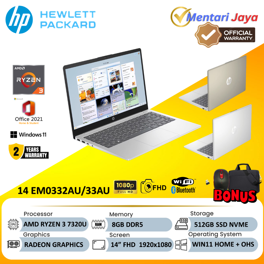 Jual LAPTOP BARU HP 14S EM0014AU AMD RYZEN 3 7320 8GB 512SSD AMD RADEON ...