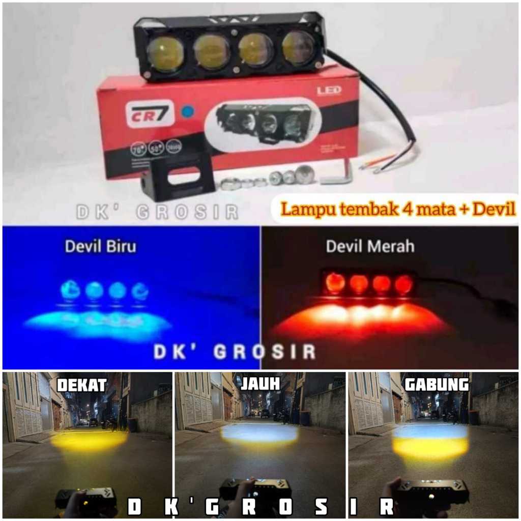 Jual Lampu Tembak LED 4 Mata CR7 plus devil demon eye waterproof ...
