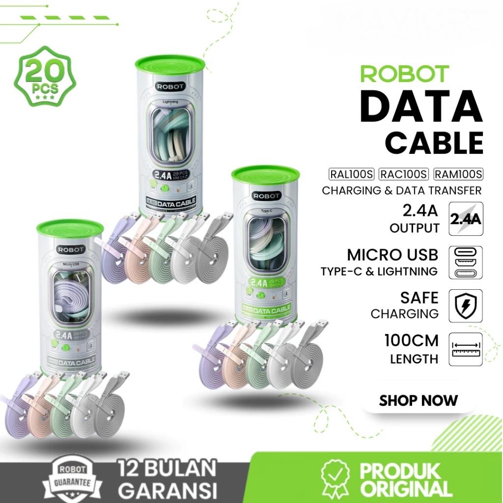 Jual KABEL DATA ROBOT RAL100S / RAM100S / RAC100S Kabel Data Micro USB ...
