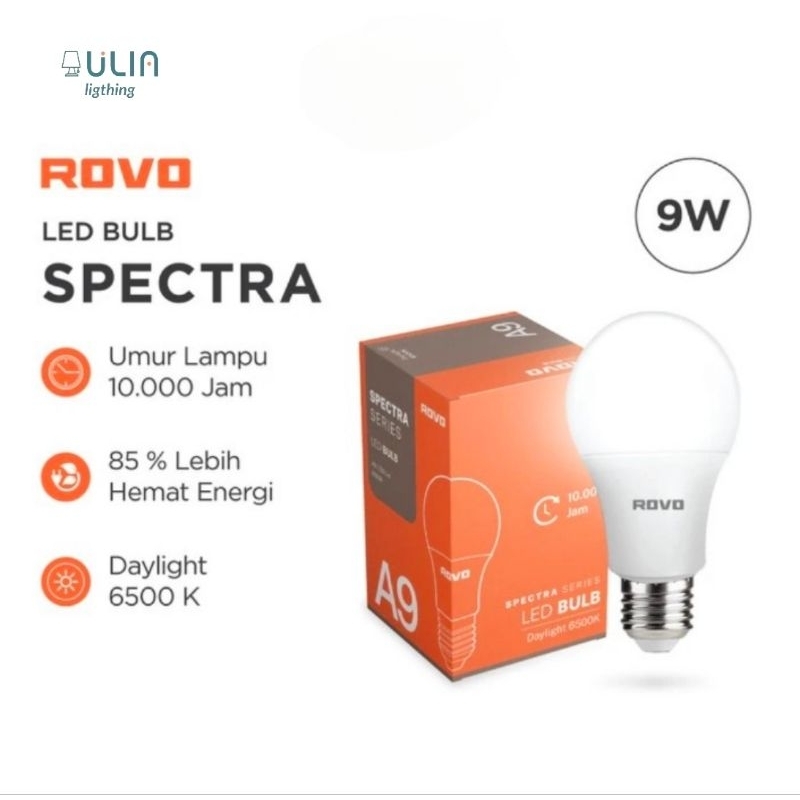 Jual Lampu ROVO LED 9 Watt Bulb Spectra 9W 6500K Putih A9 720lm ...