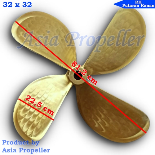 Jual Propeller Baling baling kapal Kuningan Diameter 32 x 32 inch RH 4 ...