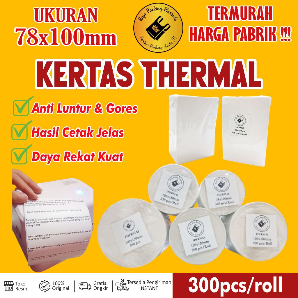 Jual Kertas Thermal 78x100 mm isi 300 lembar per Roll | Label Thermal ...