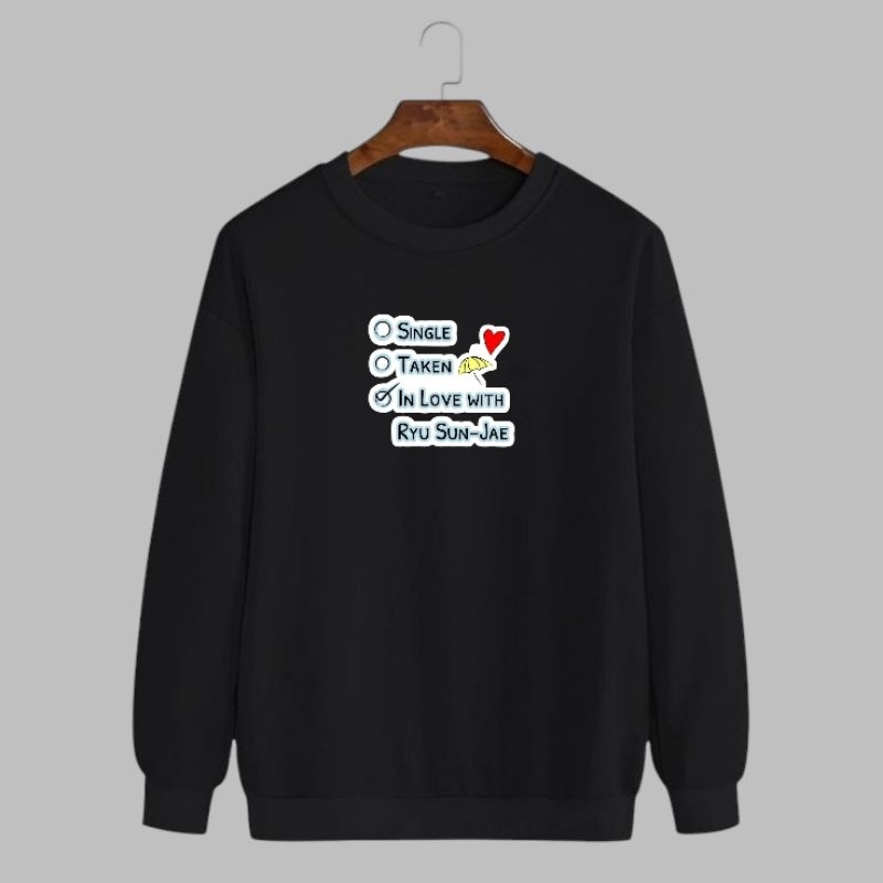 Jual SWEATER HITAM PUTIH COWOK-CEWEK TULISAN IN LOVE WITH RYU SUN JAE ...