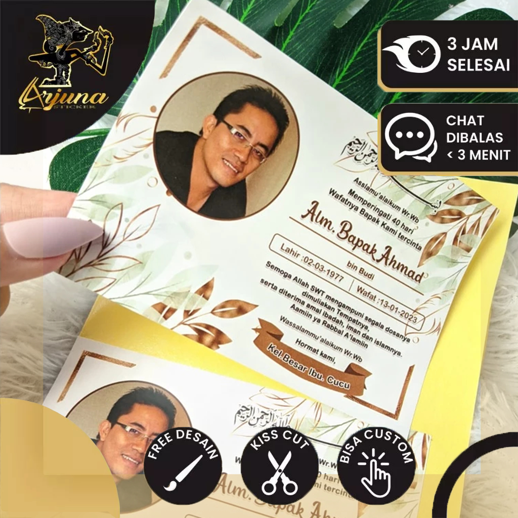 Jual Stiker dan Card Mengenang Wafatnya Stiker Card Label Tahlil Kartu ...