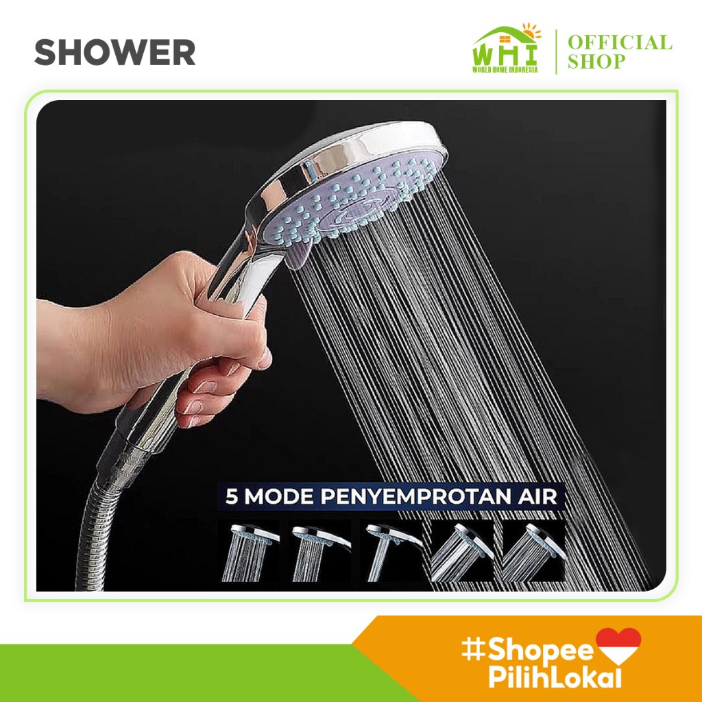 Jual World Home Shower Mandi 3 In1 Shower Kamar Mandi Satu Set 5 Mode Shower Head Simple Kepala ...