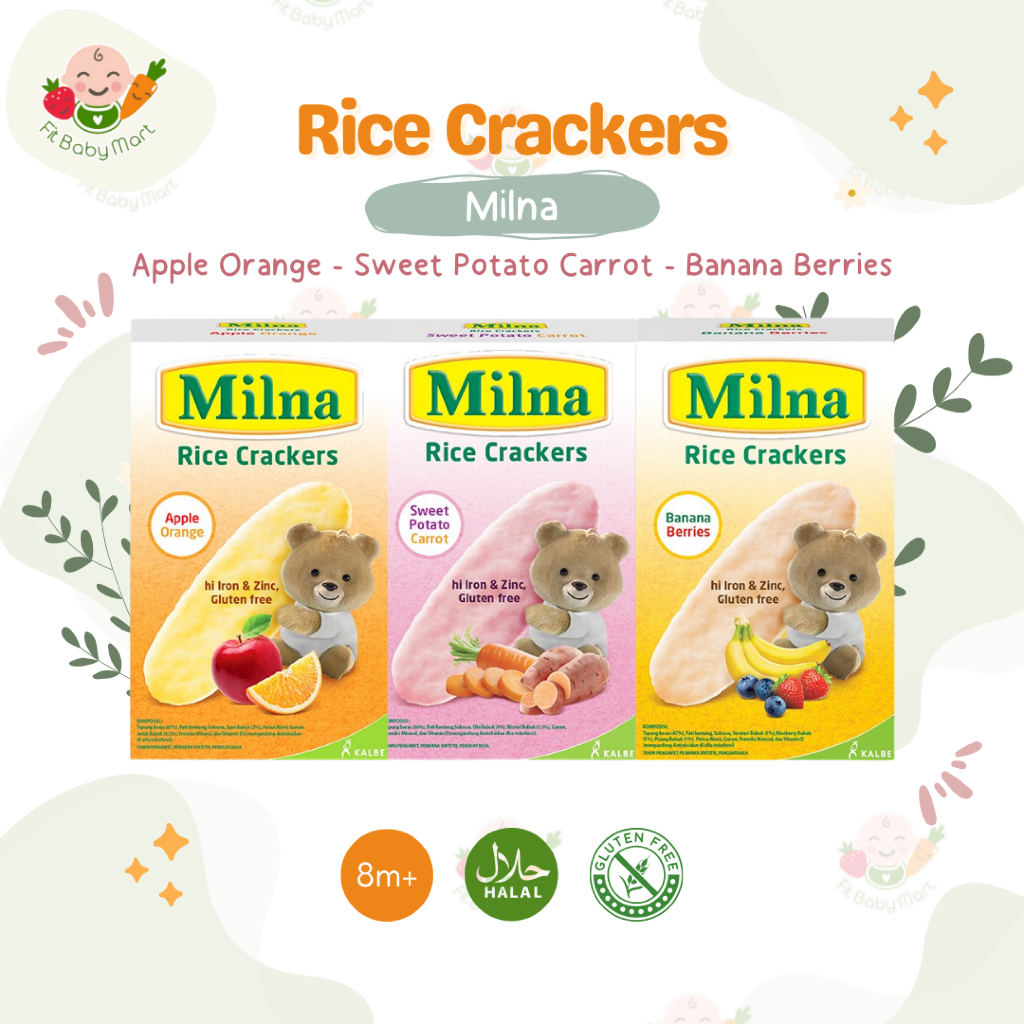Jual MILNA - Rice Crackers | Biskuit Bayi Cemilan Snack Bayi (8+bulan ...