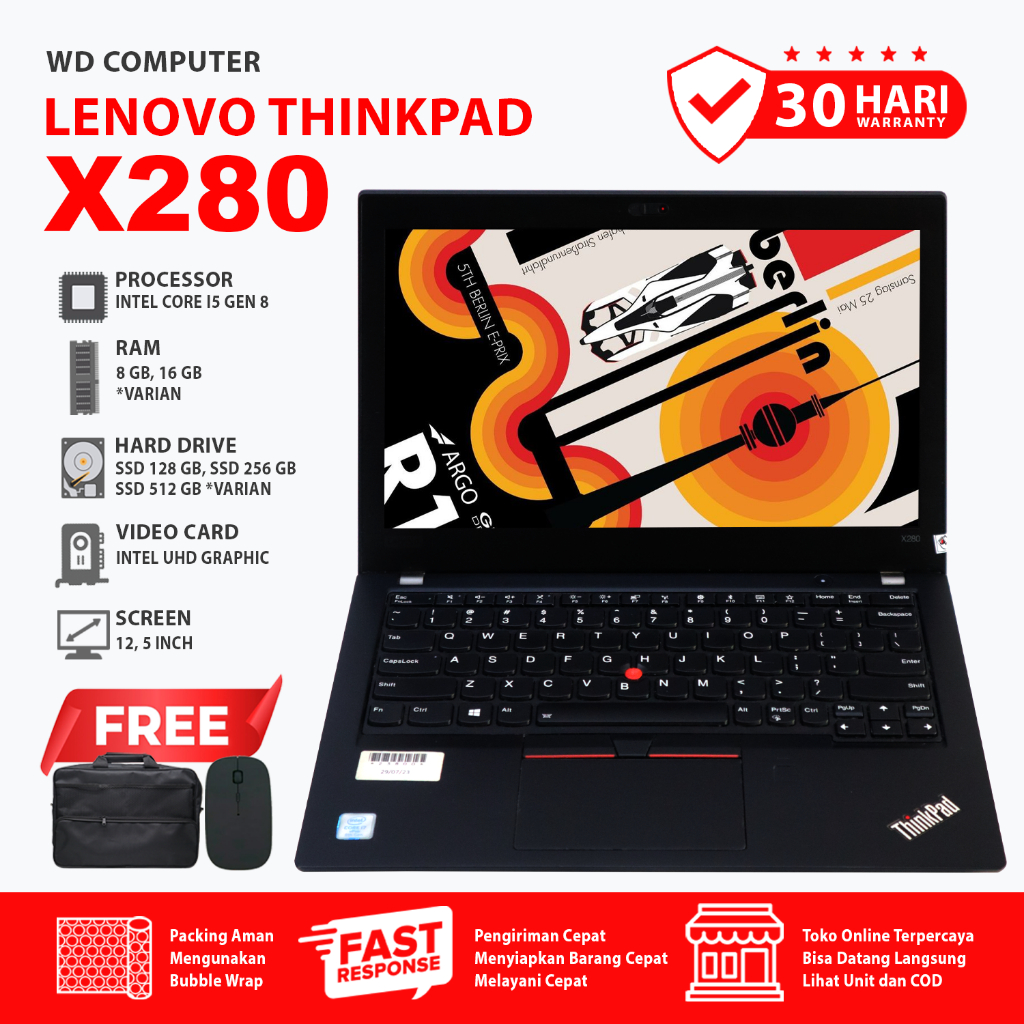 Jual Laptop Lenovo Thinkpad X280 core I5 gen 8 | Layar 12 inch | Bonus ...