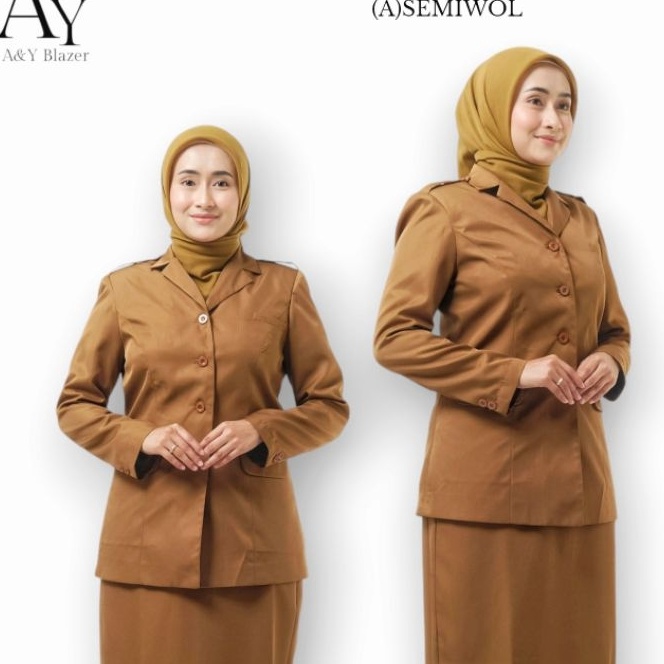 Jual FG2 11 KERAH JAS POLOS AY Blazer Baju Seragam PDH Wanita warna Khaki Tua SEMIWOL Seragam ...
