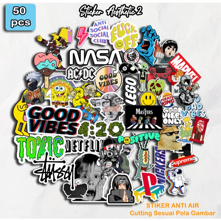 Jual Sticker Aesthetic Hypebeast Stiker Pack Isi 50 - Tempel DI Helm ...
