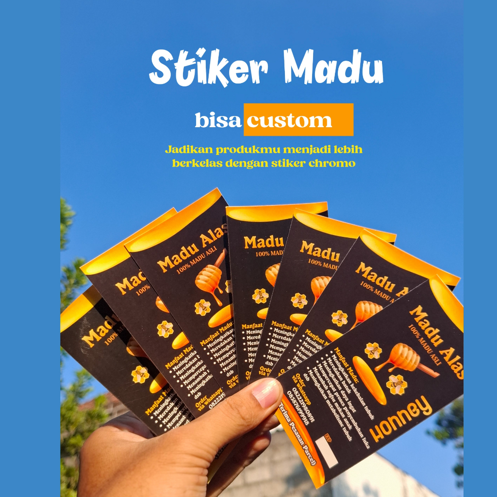 Jual STIKER MADU / STIKER LABEL MADU / MADU ASLI, HONEY 100ml, 250ml ...