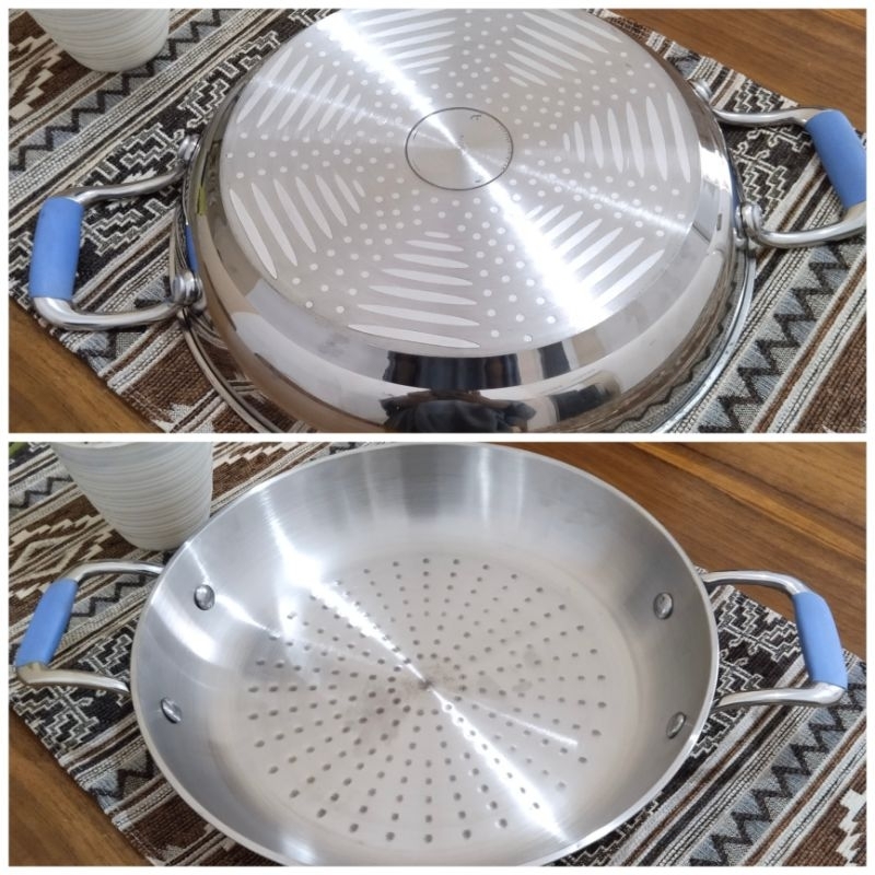 Jual wok pan uk 28 cm AUBECQ prancis stanless sus 316 (3 ply) super ...