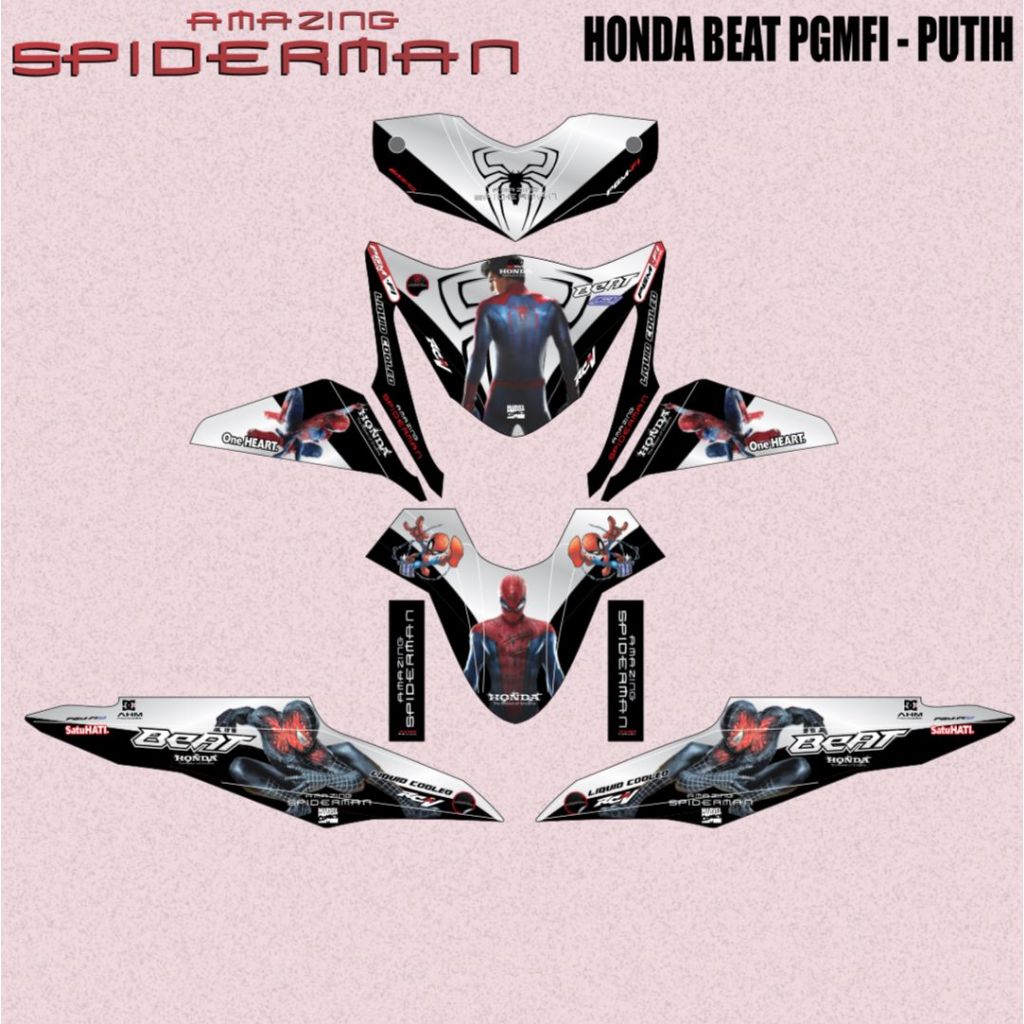 Jual Decal Beat Fi 2013 2014 2015 Full Body Desain SPIDERMAN PUTIH ...