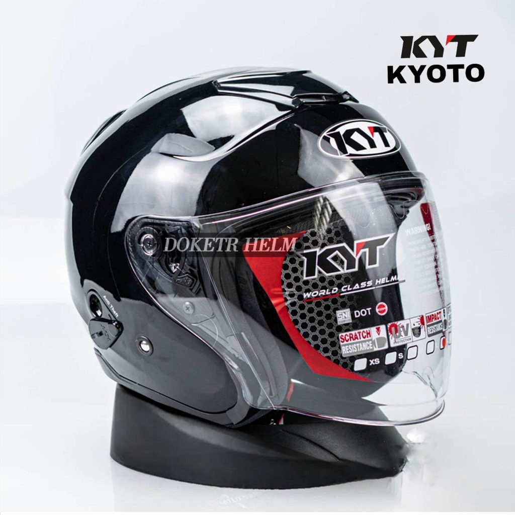 Jual HELM KYT KYOTO SOLID BLACK GLOSSY HALF FACE SINGLE VISOR | Shopee ...