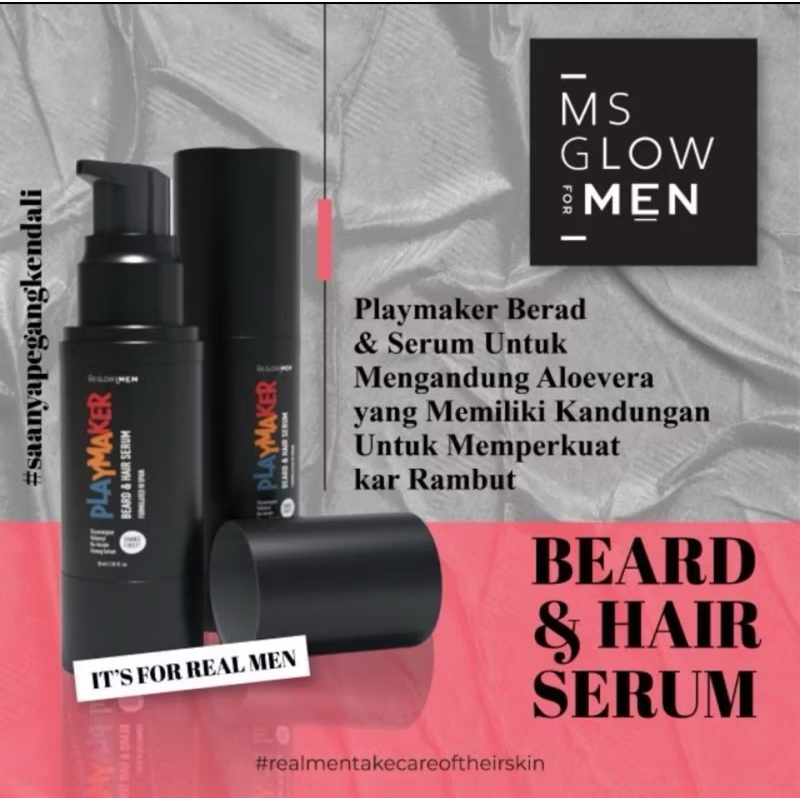 Jual PlayMaker Beard & hair serum Msglow for men | Shopee Indonesia
