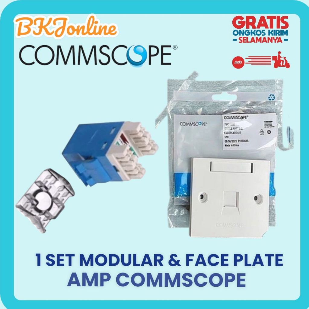 Jual Face Plate Faceplate AMP Commscope / Modular Commscope Cat5E Cat6 ...