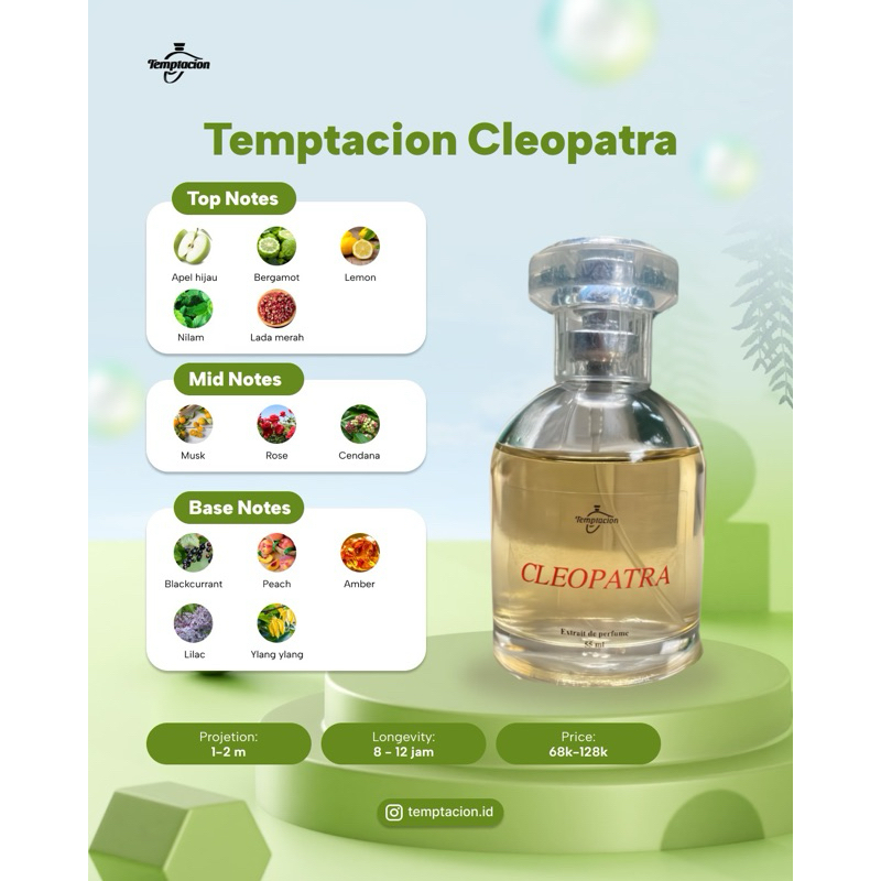 Jual Parfum Temptacion Cleopatra Extrait the perfume for Unisex Tahan ...