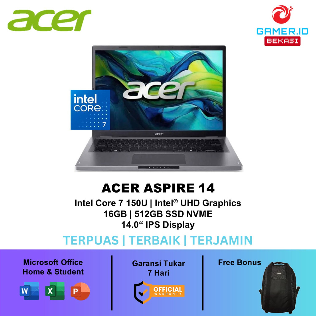 Jual Acer Aspire 14 Core 7 150U 16GB 512GB W11 OHS 14 Inchi WUXGA IPS ...