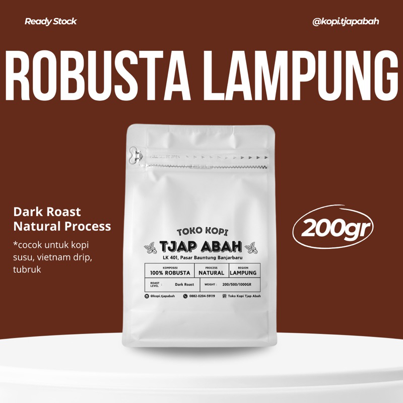 Jual BIJI KOPI ROBUSTA LAMPUNG - 200gr | Shopee Indonesia
