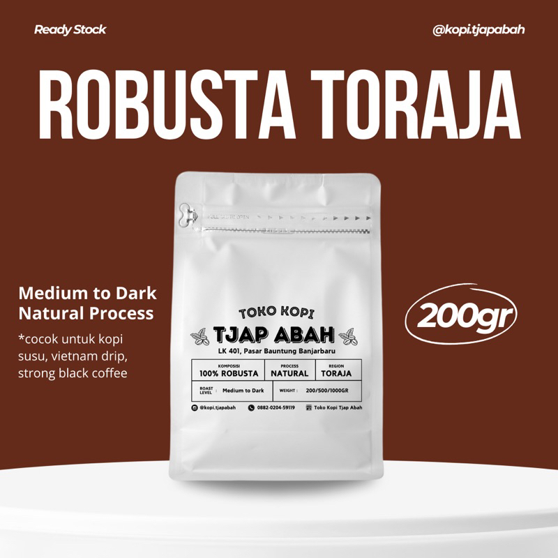 Jual BIJI KOPI ROBUSTA TORAJA - 200gr | Shopee Indonesia