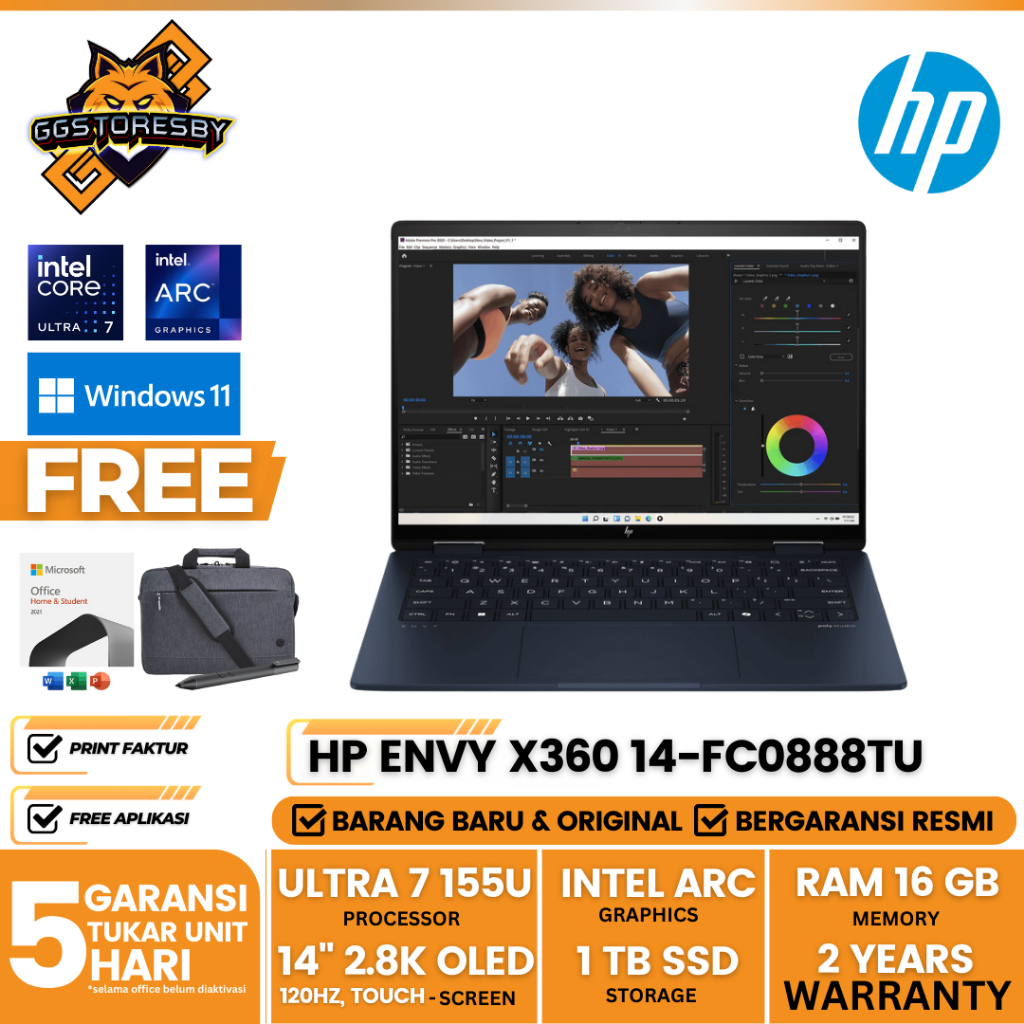 Jual Laptop Hp Envy X360 14-Fc0888Tu 14'Oled-Ts/Ultra 7-155U / 16Gblpddr5X / 1Tb /Intel Arc/Evo ...