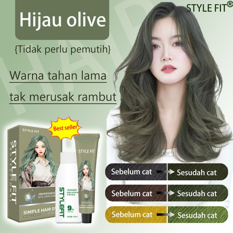 Jual 【Aman dipakai dan diorder】STYLE FIT cat rambut Hijau olive*200ml ...