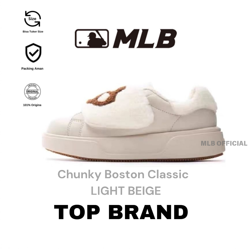 Jual MLB Chunky Boston Classic A Fleece Light Beige Original 100% ...