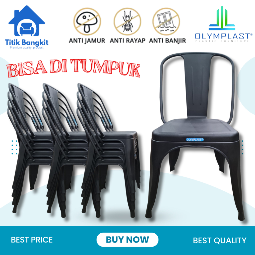 Jual [READY STOCK] Kursi Plastik Olymplast Iron Steel Kursi Model Besi ...