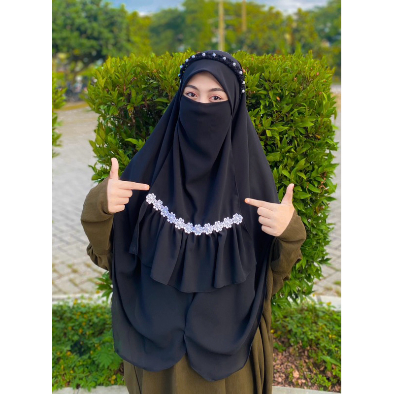 Jual [COD]hijab oval set cadar remple bunga | Shopee Indonesia