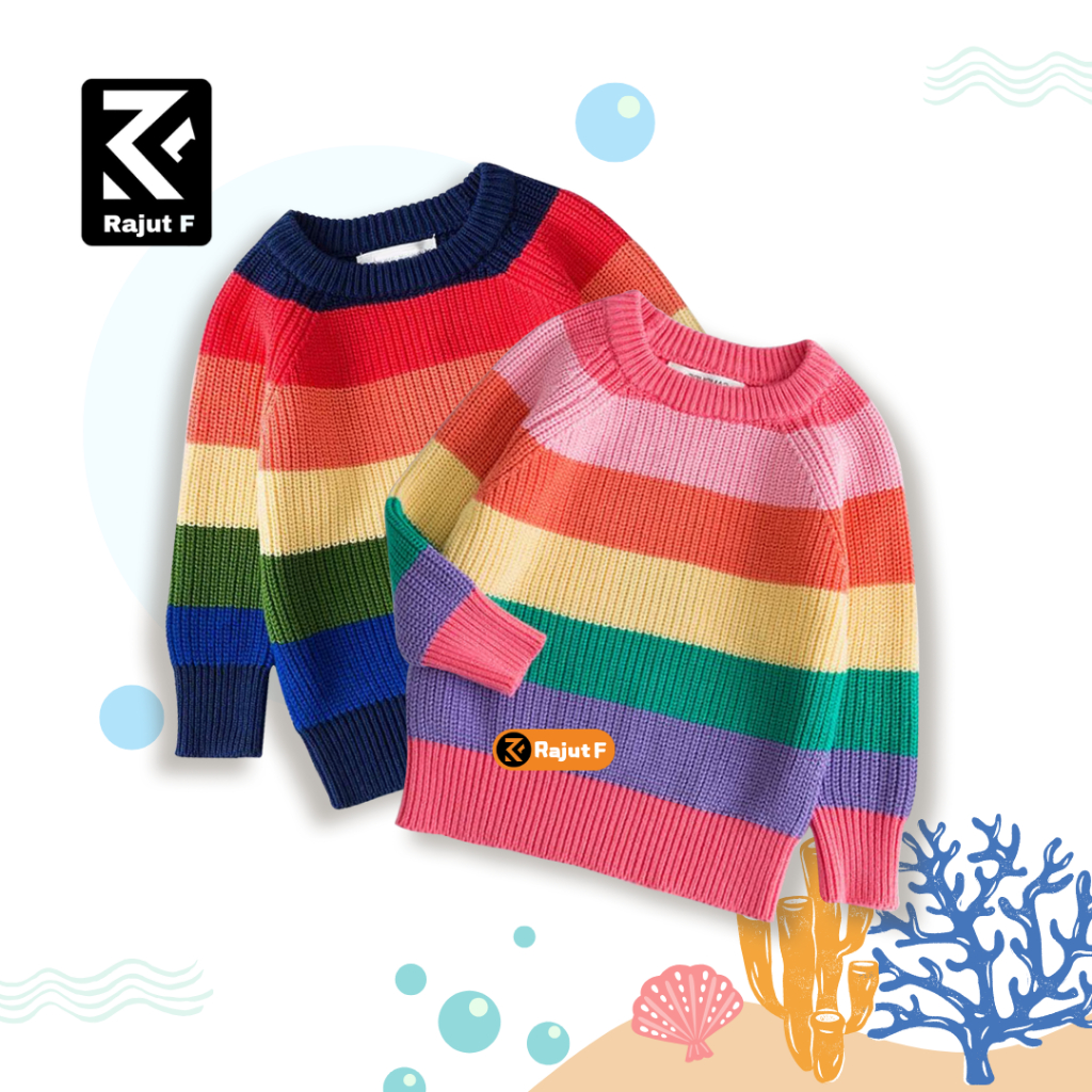 Jual sweater RAINBOW KNIT rajut anak unisex motif pelangi PROMO ...