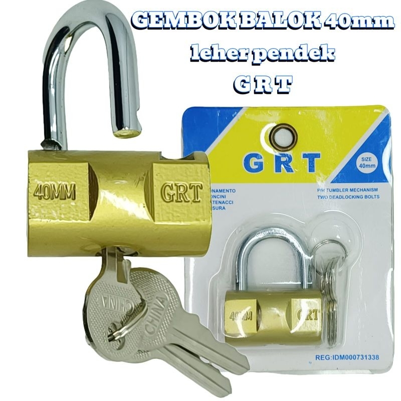 Jual Gembok balok 40mm leher pendek (GRT) | Shopee Indonesia