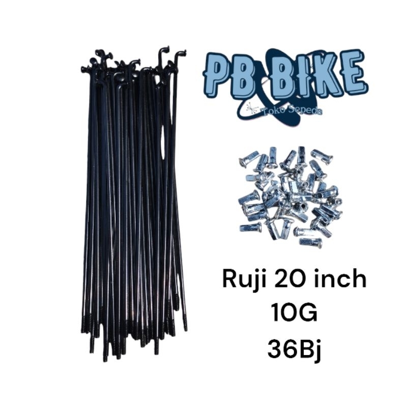 Jual Jari-jari 20 inch x 10G Model jari besar hitam 36pcs sepeda anak ...