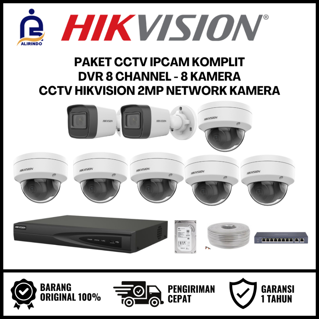 Jual PAKET CCTV IPCAM HIKVISION FULL HD 2MP 8 CHANNEL KAMERA KOMPLIT ...
