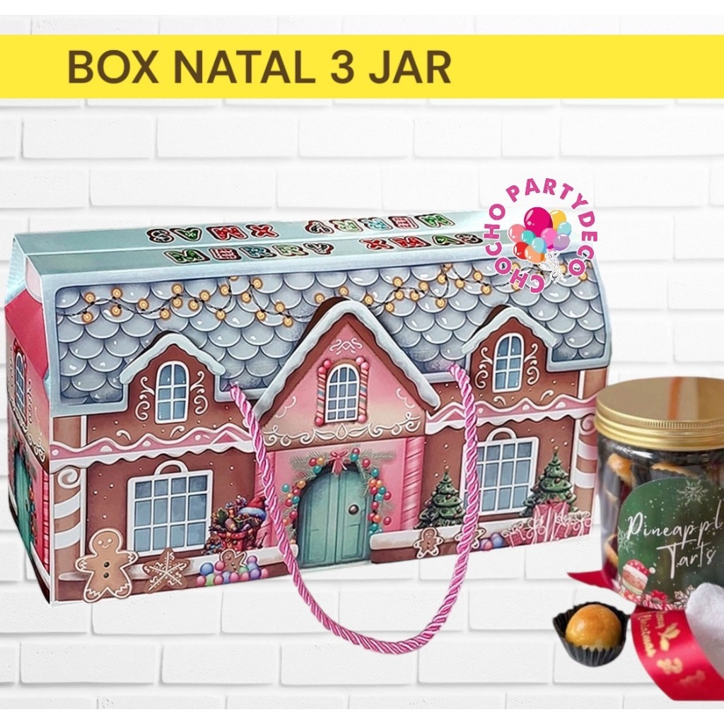 Jual Box NATAL 3 JAR 15x9x28 CM / Kotak Kue Natal / Box Merry Christmas ...
