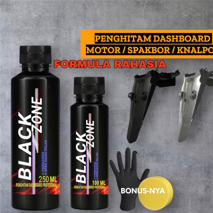 Jual BLACK ZONE 250 ml PENGHITAM DASHBOARD MOBIL DASBOR MOTOR PLASTIK ...