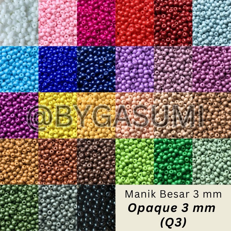Jual (Q3) Manik Premium Ukuran Seragam 3 mm 8/0 Opaque Glass Seed Beads ...