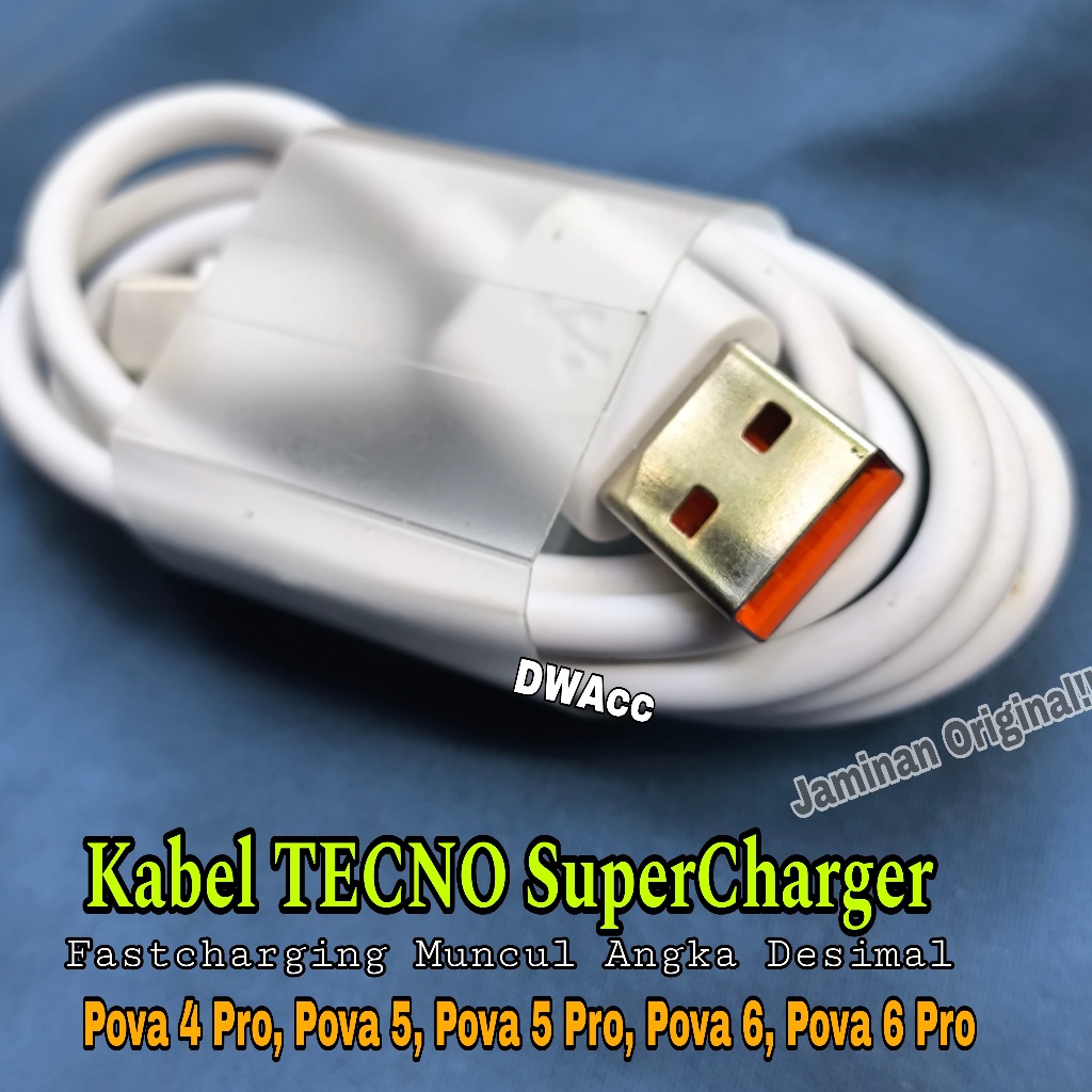 Jual Kabel Charger Tecno Pova 6 Pro, Pova 6, Pova 5 Pro, Pova 5, Pova 4 Pro, Camon 20 Pro, Spark ...
