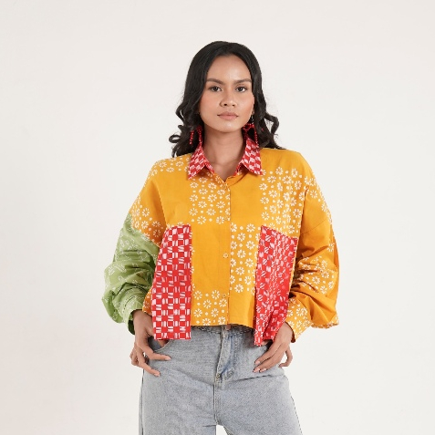 Jual Batik ENOM - Blus Melori - Baju Batik Wanita Modern - Patchwork ...