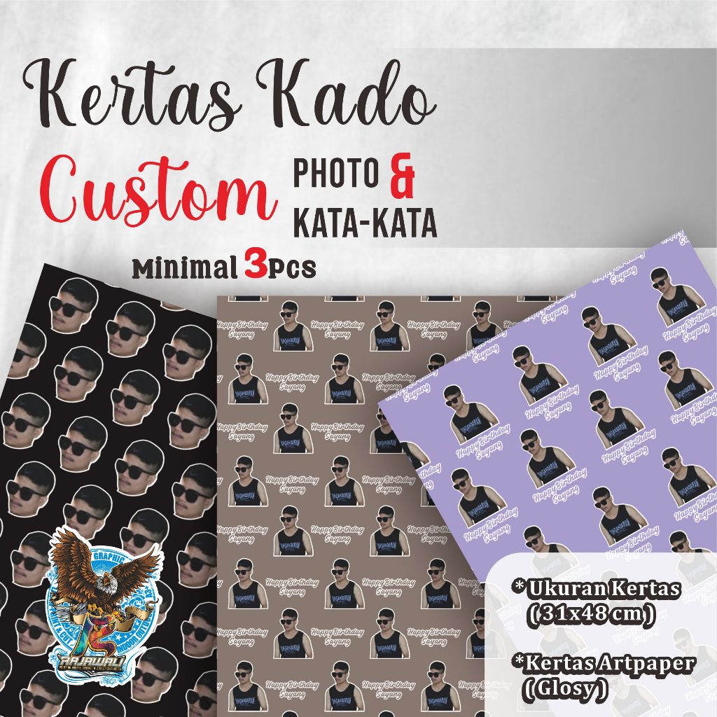 Jual KERTAS KADO CUSTOM SATUAN | DESIGN BEBAS | BAHAN ART PAPER GLOSY ...