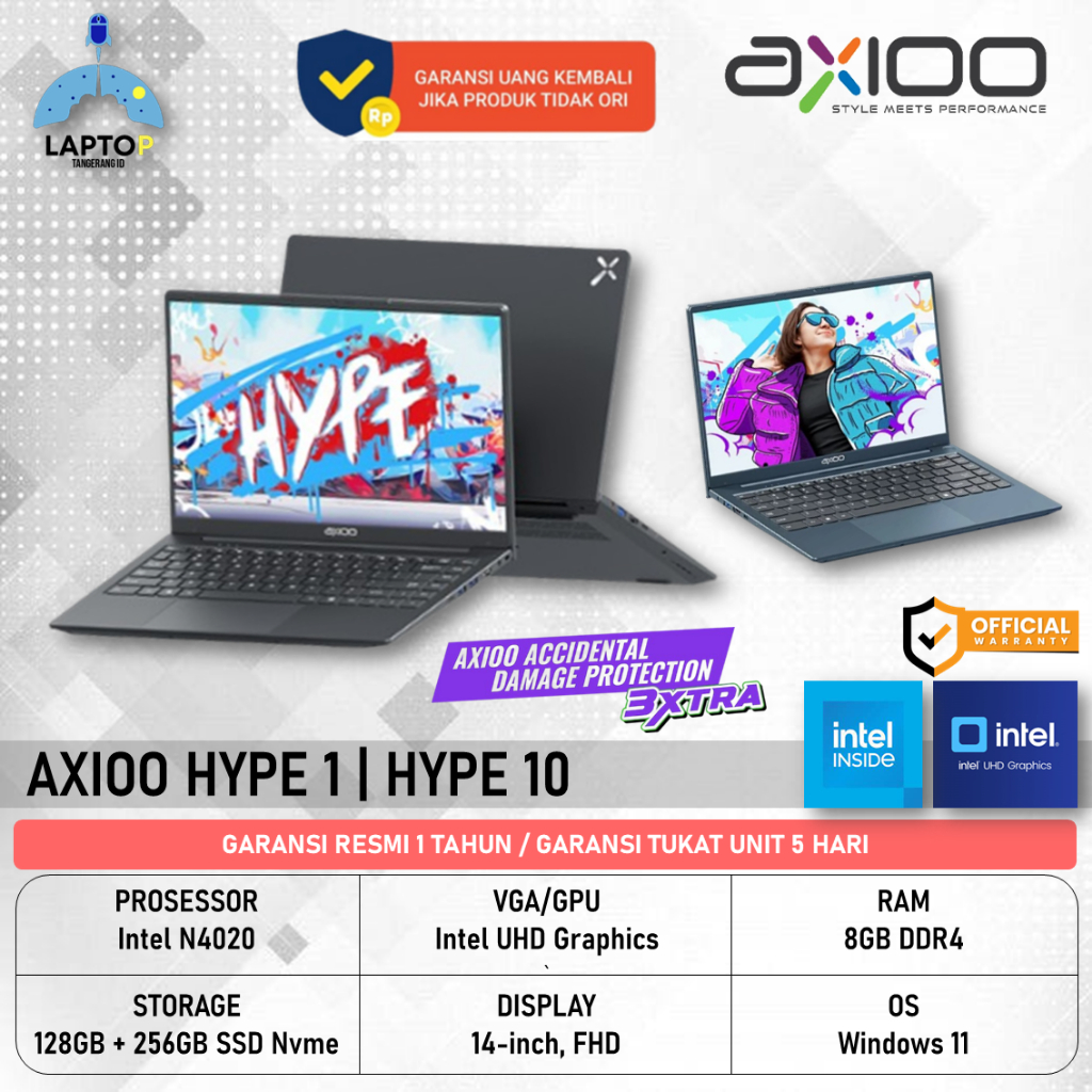 Jual AXIOO Hype 1 | Hype 10 Intel N4020 Ram 8GB SSD 256GB W11 Layar 14. ...