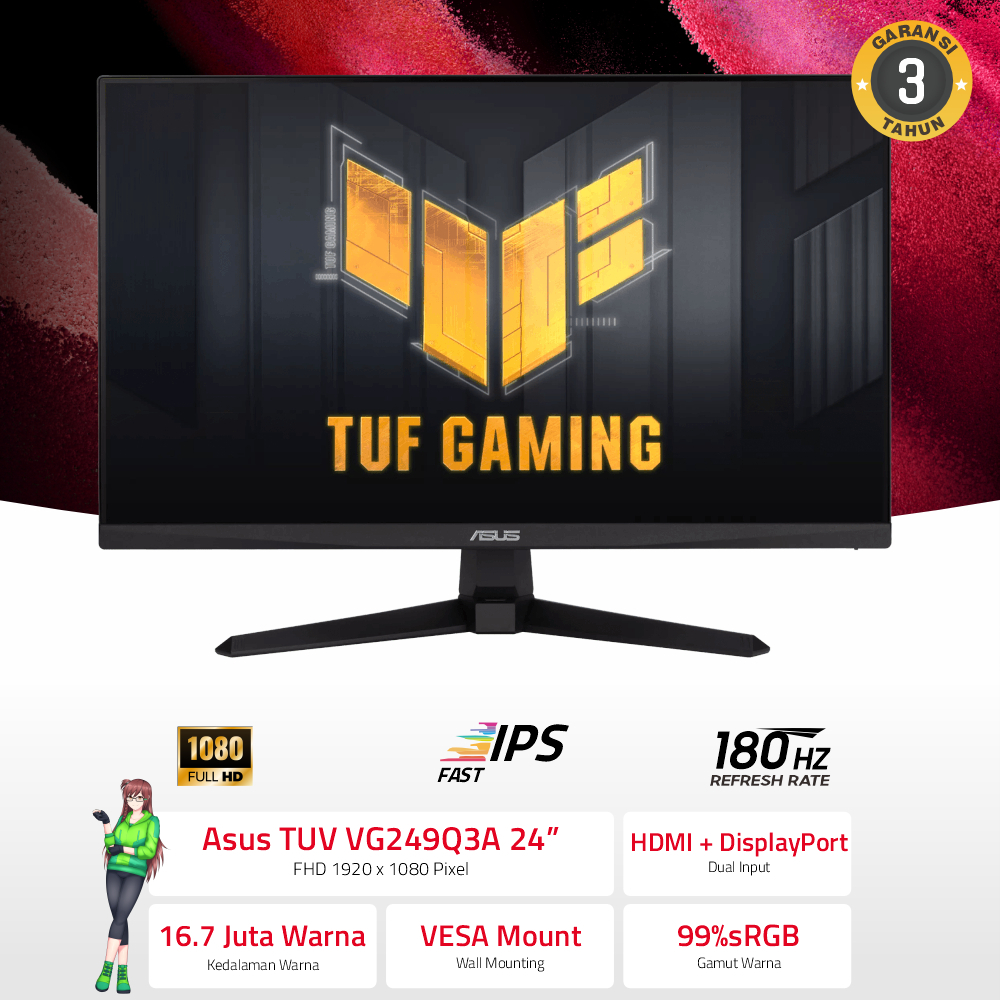 Jual Monitor Asus 24" TUF VG249Q3A Full HD IPS 180Hz 1ms GTG HDMI ...