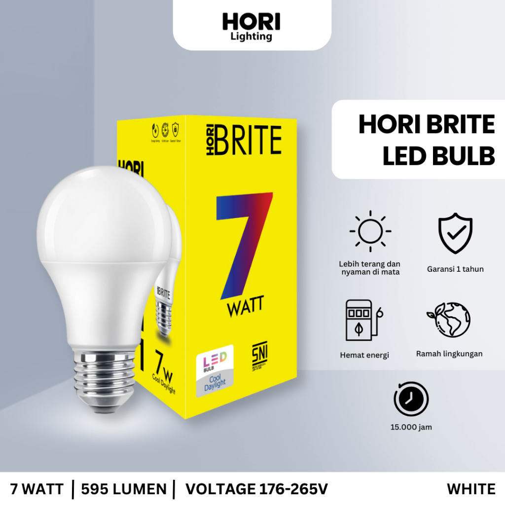 Jual HORI BRITE LED Bulb E27 7 Watt - White | Shopee Indonesia