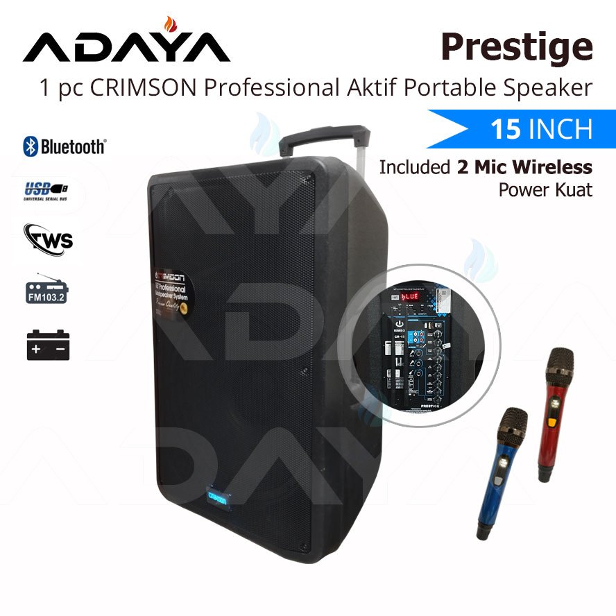 Jual SPEAKER PORTABLE CRIMSON 15 Inch BATERAI RECHARABLE BLUETOOTH ...