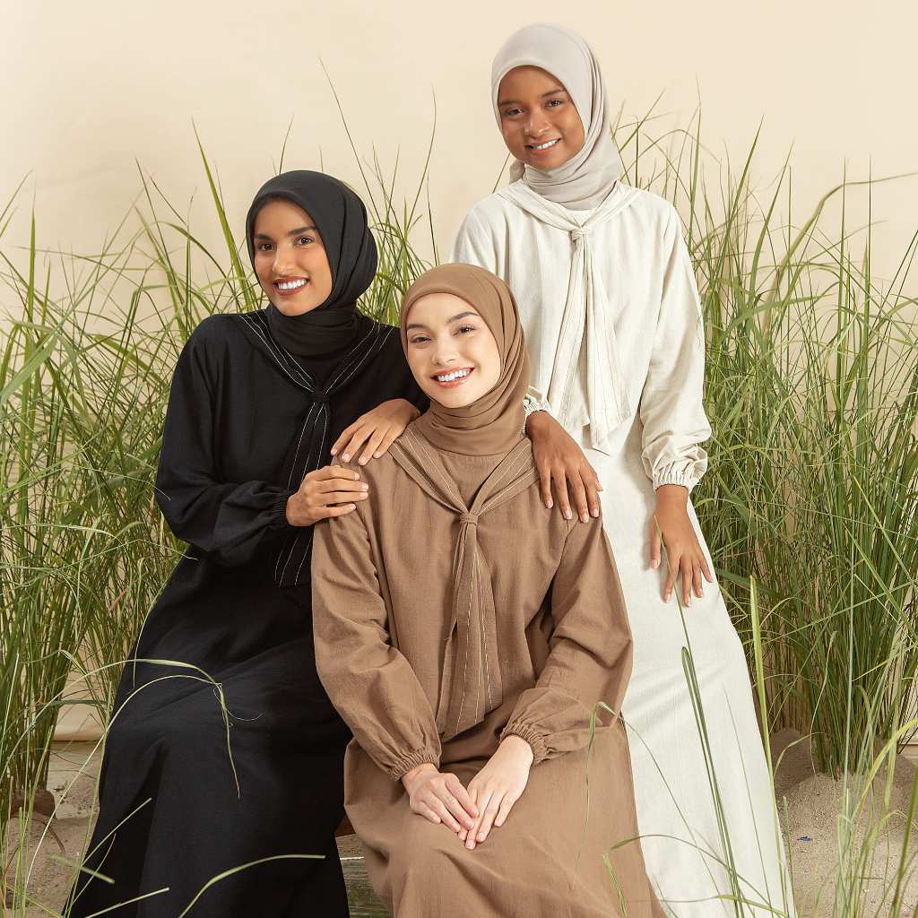 Jual Lozy Hijab - Nora Dress (Abaya Dress Collar Bahan Cotton Linen ...