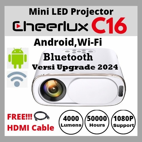 Jual PROJECTOR CHEERLUX C16 ANDROID WIFI DUAL BAND 5000 LUMENS ...