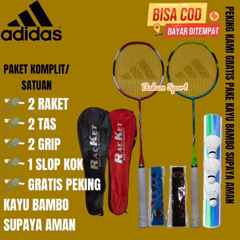Jual Raket badminton Adidas paket komplit / satuan Bisa (COD) | Shopee ...