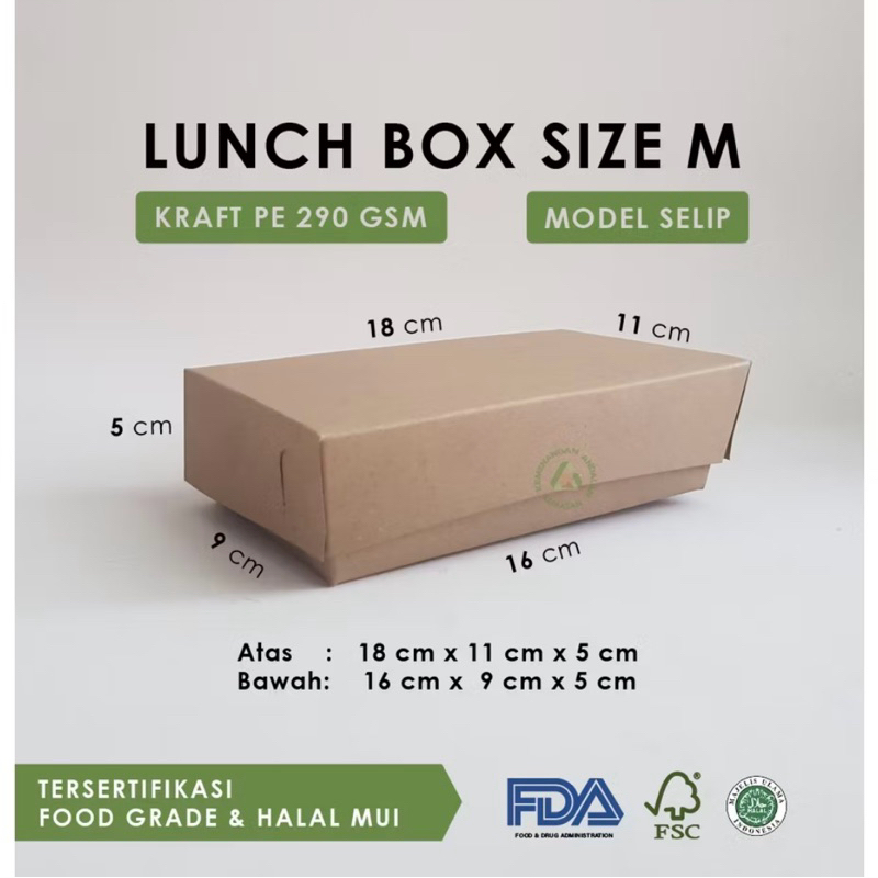 Jual 50pcs Lunch box size M kraft 290 lebih tebal,laminasi polos MURAHH ...