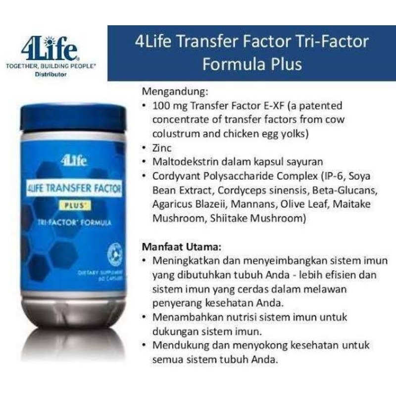 Jual 4Life Transfer Factor Tri Plus Formula Obat Untuk Kesehatan Tubuh ...